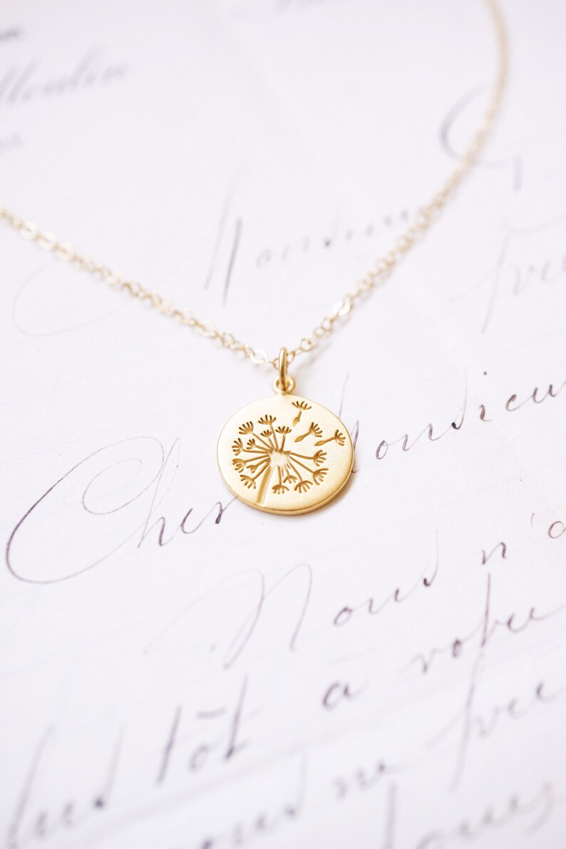 Gold Dandelion Puff Necklace - Etsy