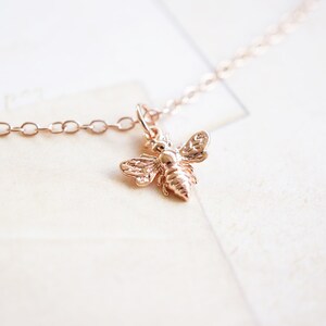 Dainty Rose Gold Bee Necklace - Etsy