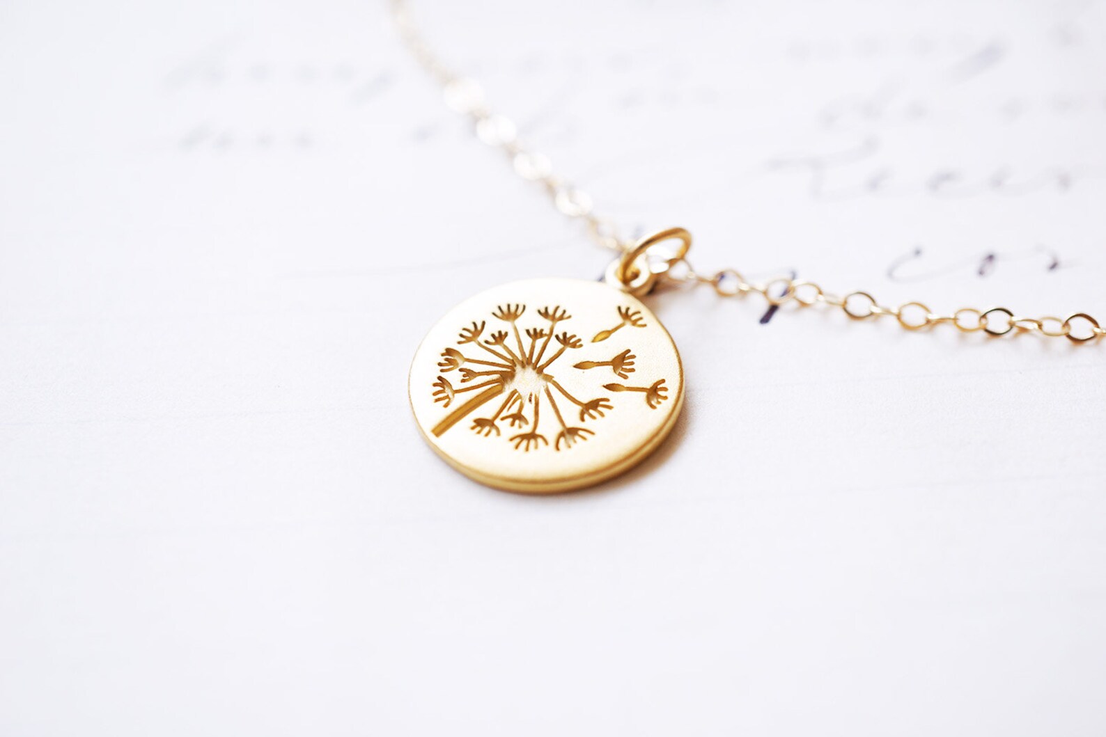 Gold Dandelion Puff Necklace - Etsy