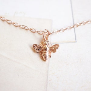 Dainty Rose Gold Bee Necklace - Etsy