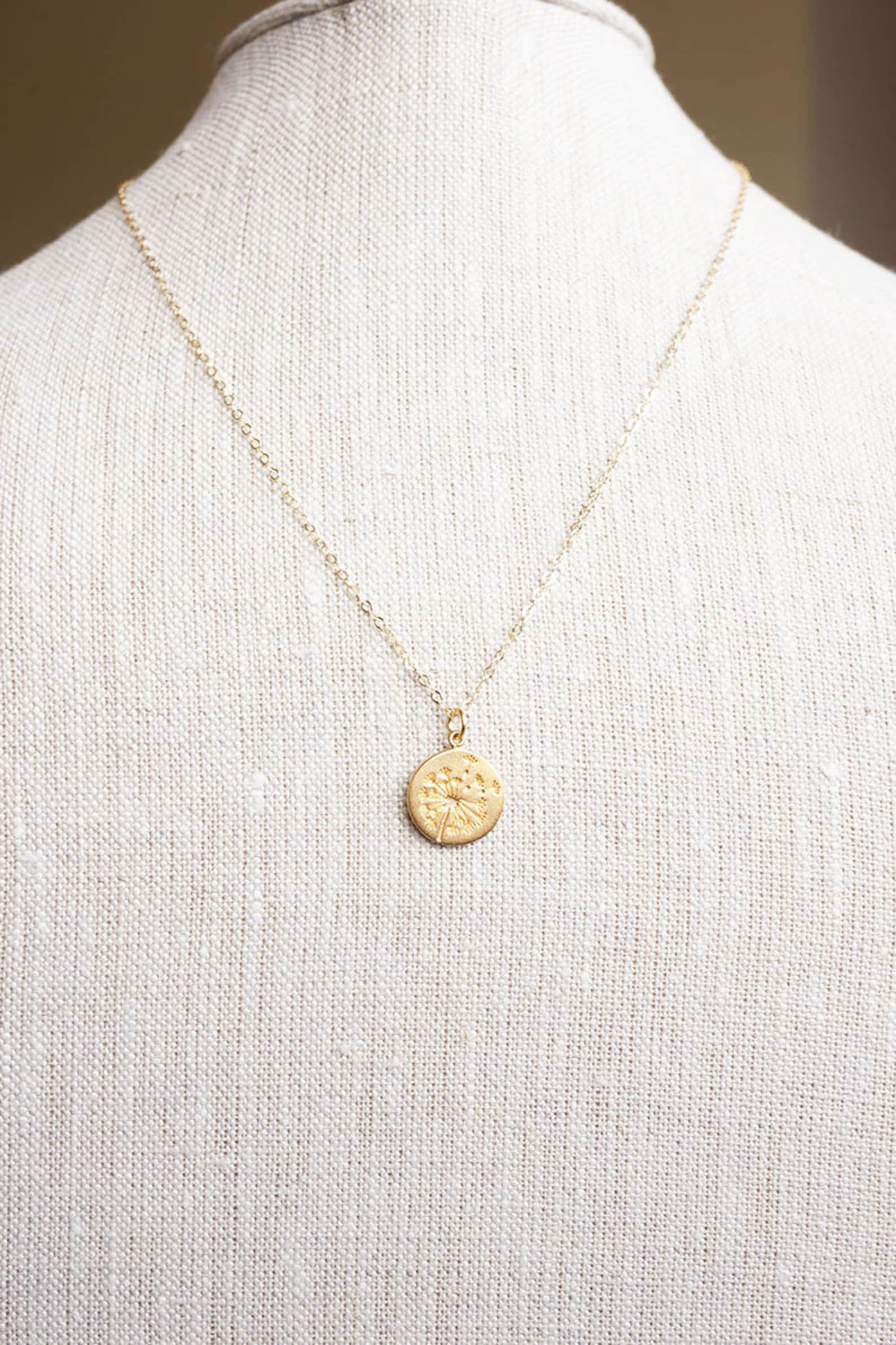 Gold Dandelion Puff Necklace - Etsy