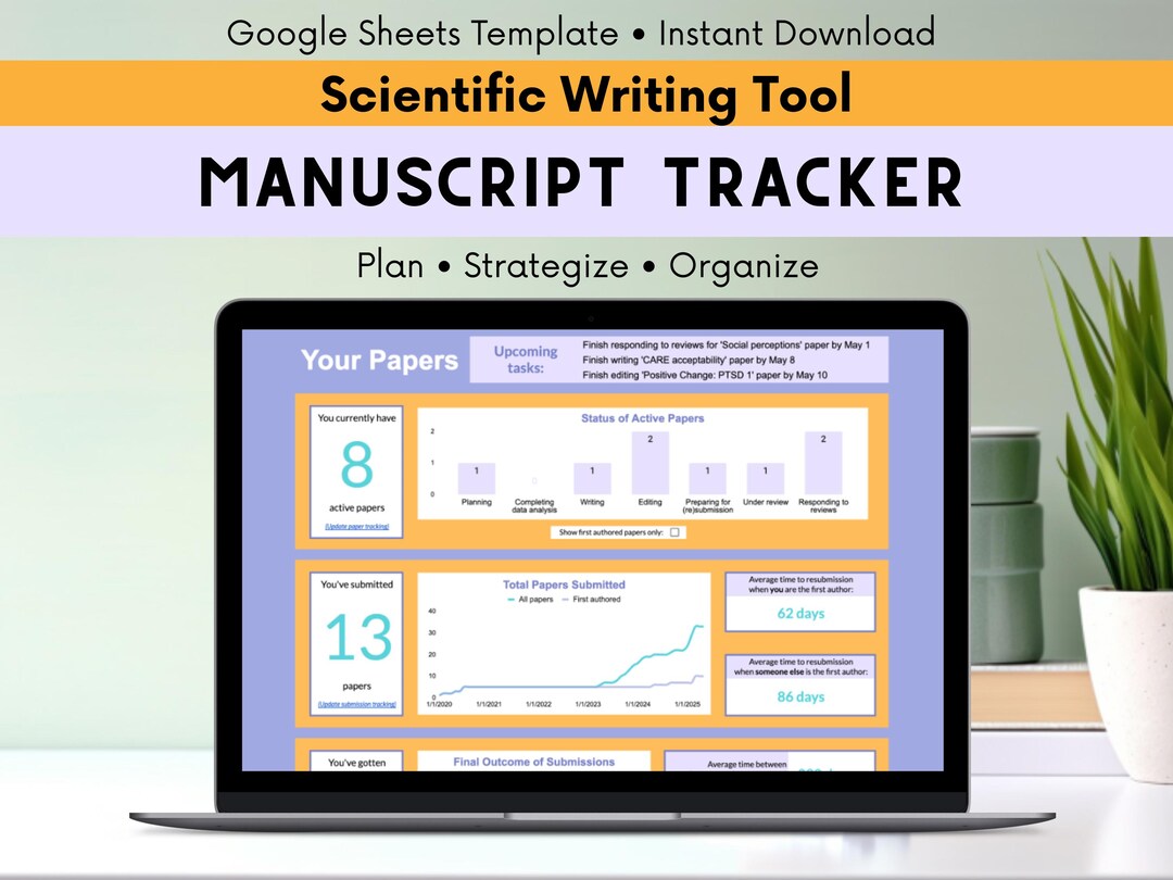 Manuscript Tracking Spreadsheet - Journal Article Planning - Fillable ...