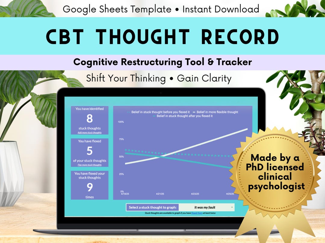 CBT Thought Record Log & Tracker – Guided Google Sheets Template for ...