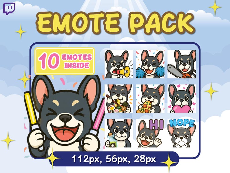 Cute French Bulldog Emote Pack – 10 Emotes for Twitch, Discord and ...