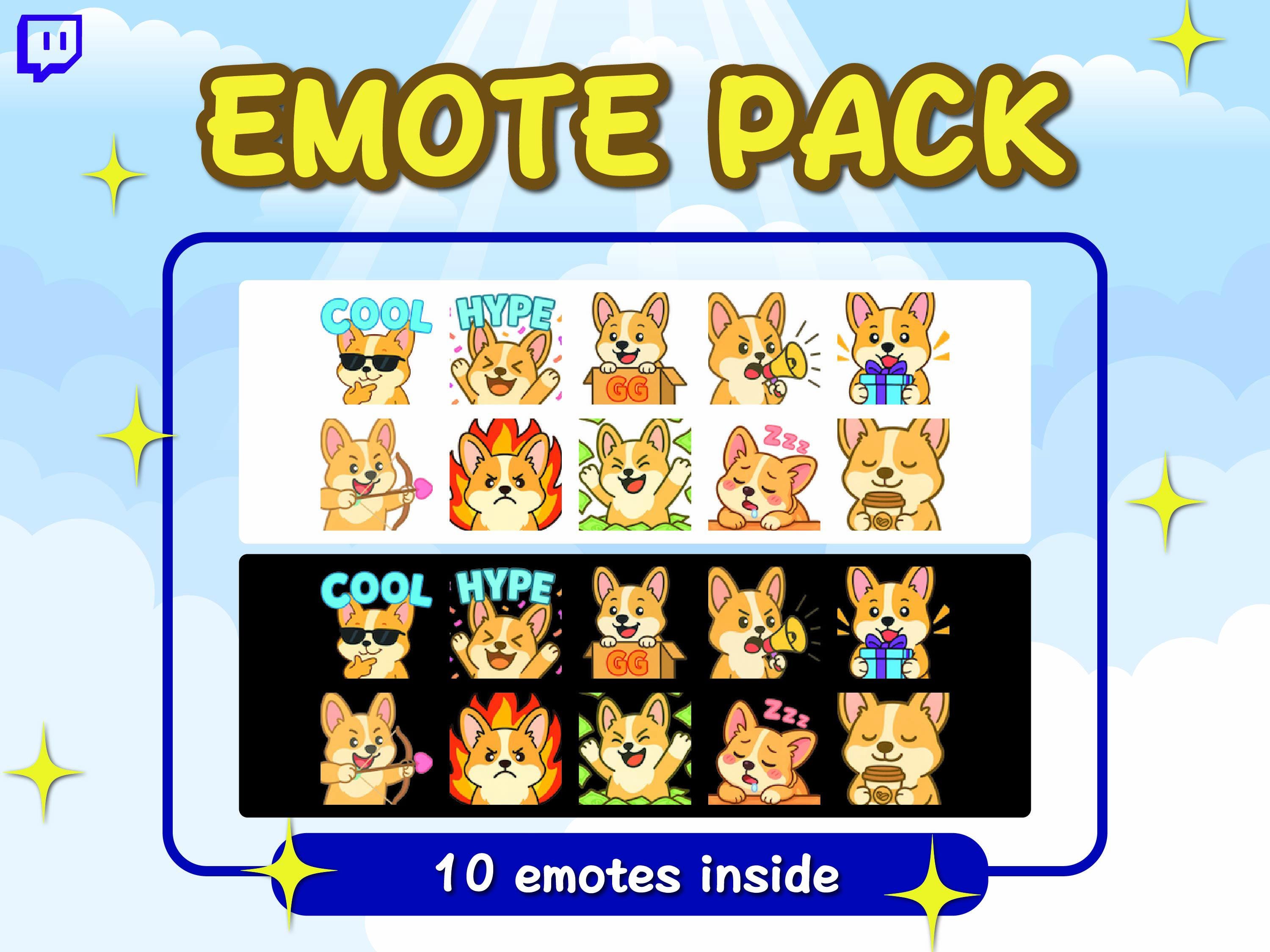 Cute Corgi Emote Pack – 10 Emotes for Twitch, Discord and Streamers ...