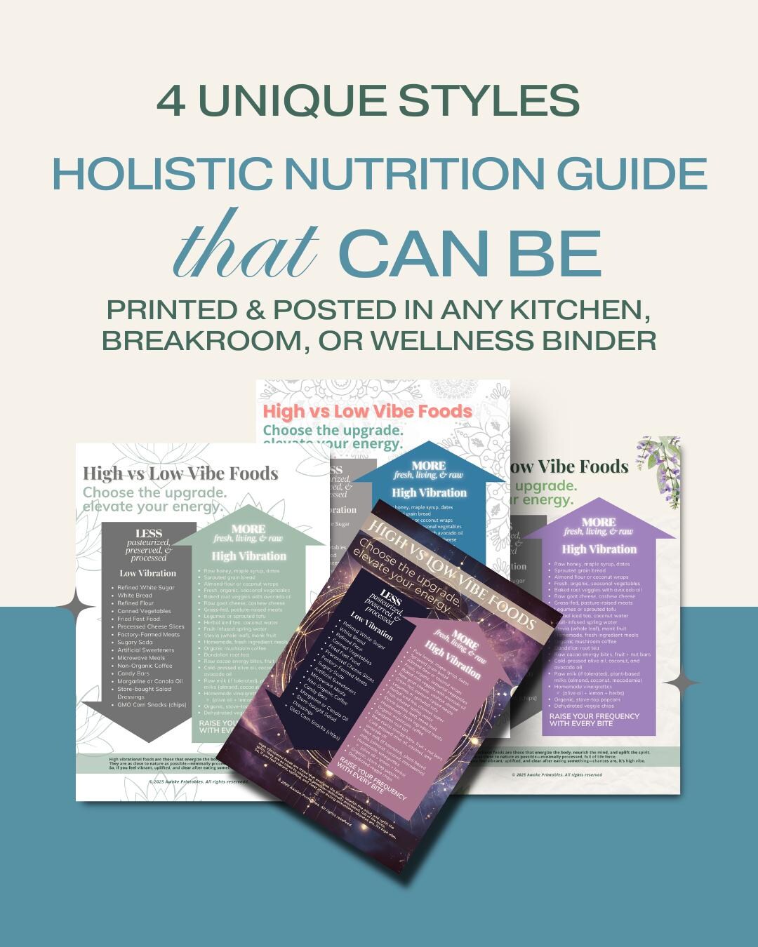 High Vs. Low Vibe Foods | Printable Wellness Chart for Elevating Your ...