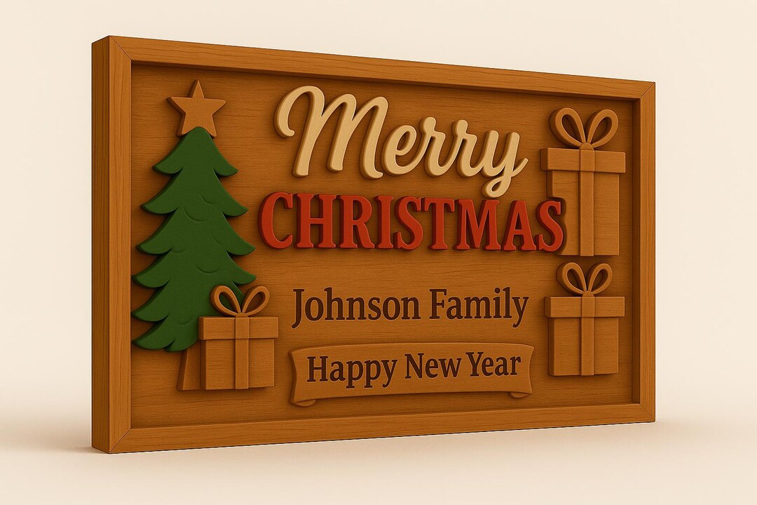 Custom Christmas Sign Rustic Christmas New Year Gift Personalised ...
