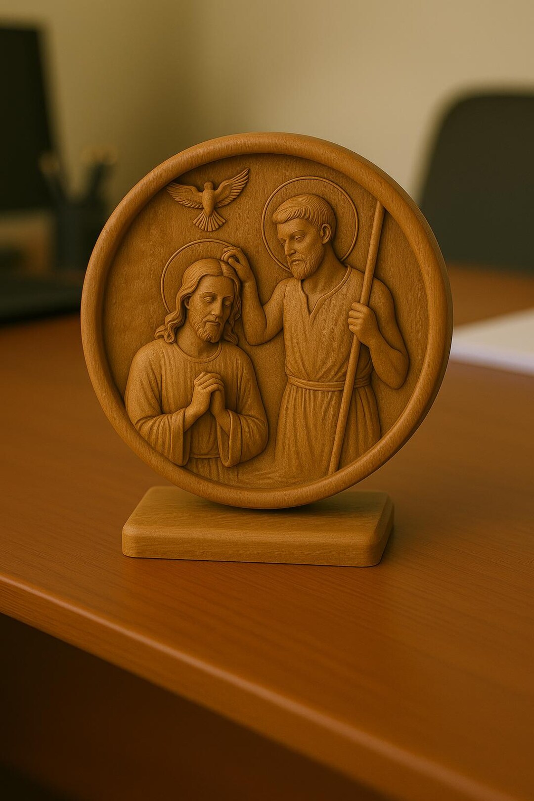 Baptism of Jesus Wooden Desk Plaque Baptism Gift Holy Communion Gift ...