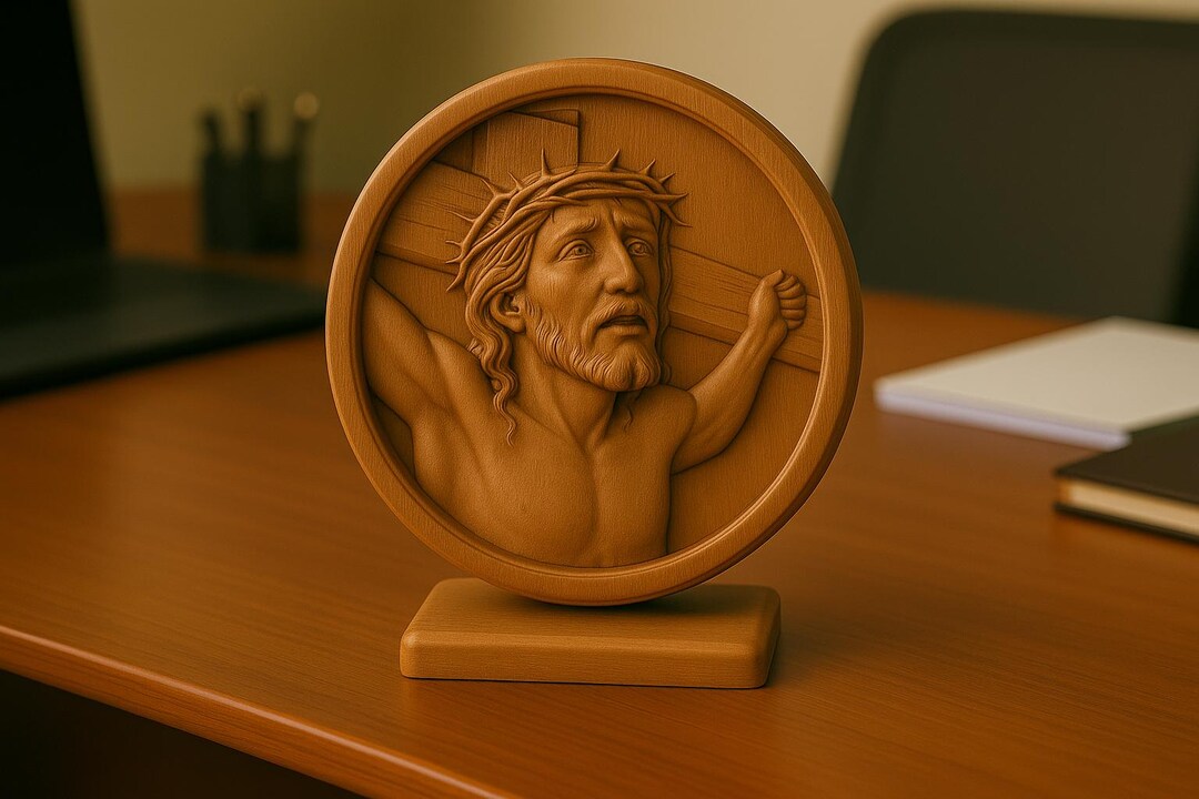 Jesus on the Cross Wooden Desk Plaque Jesus Calvary Hand Carved ...