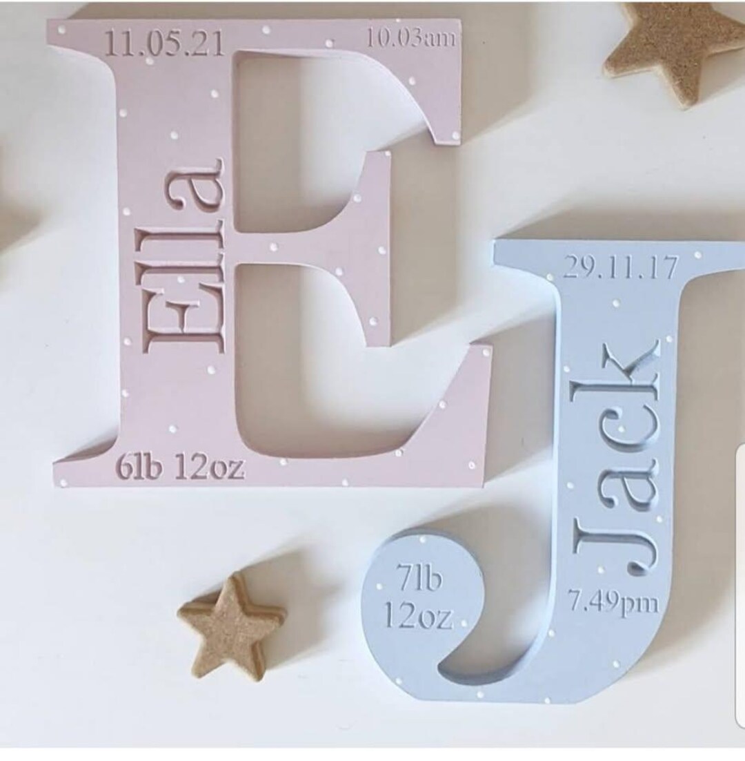 WOODEN NAME LETTERS Personalised Baby's Letter Keepsake Wooden Letters ...