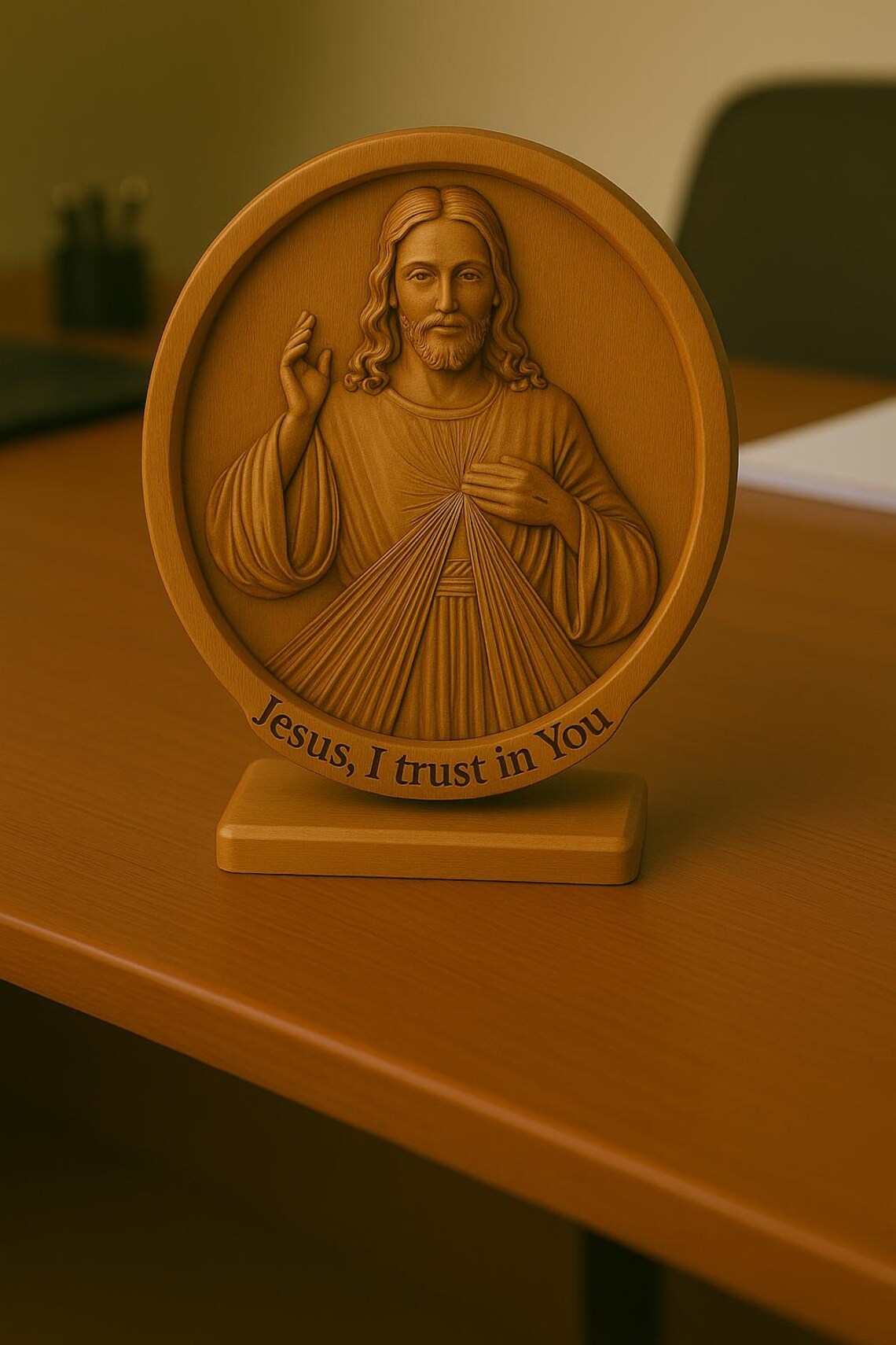 Divine Mercy of Jesus Wooden Desk Plaque "jesus, I Trust in You ...