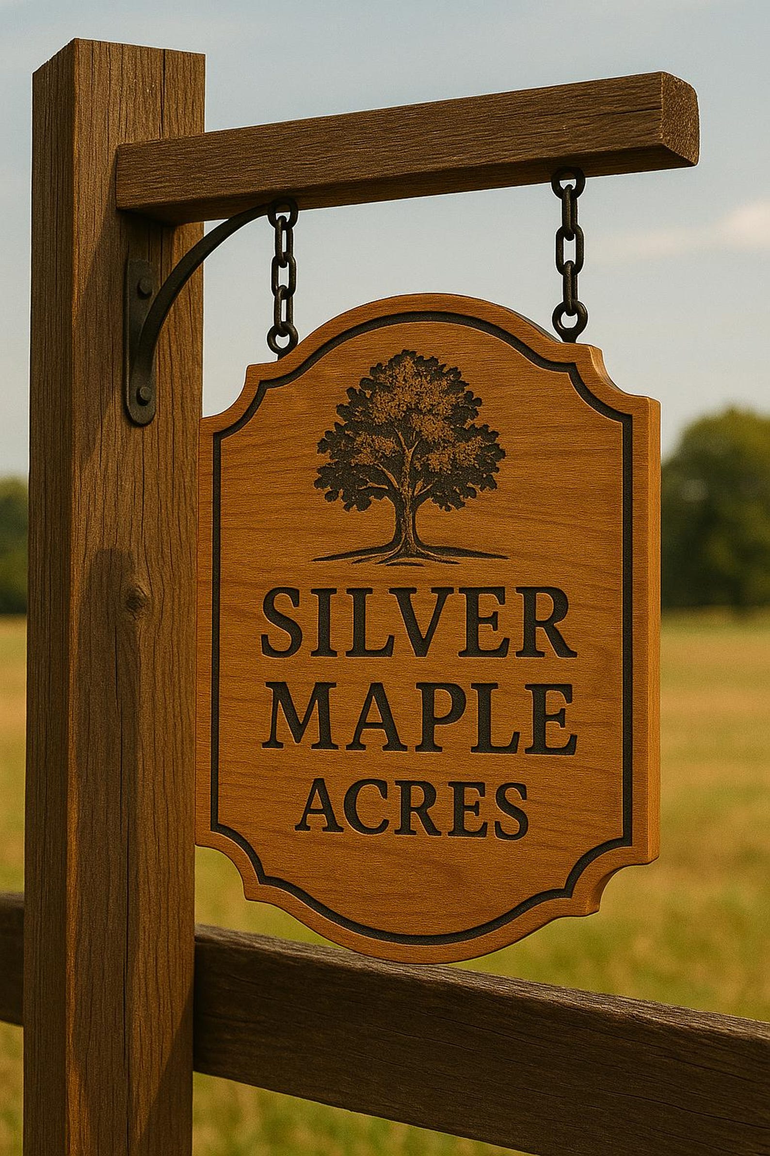 Custom Farmhouse Hanging Sign – Deep Engraved Wooden Outdoor Sign With ...