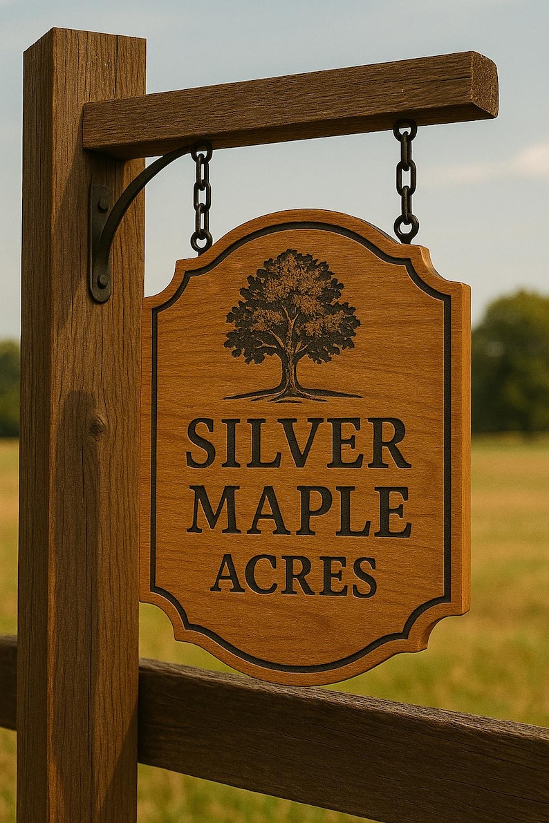 Custom Farmhouse Hanging Sign – Deep Engraved Wooden Outdoor Sign With ...