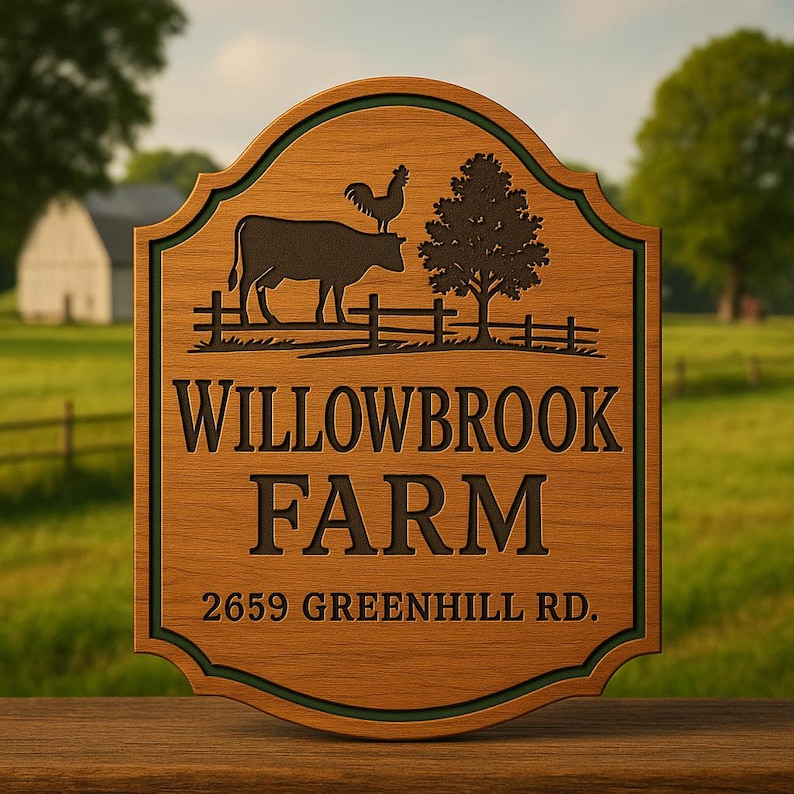 Custom Farmhouse Hanging Sign – Deep Engraved Wooden Outdoor Sign With ...