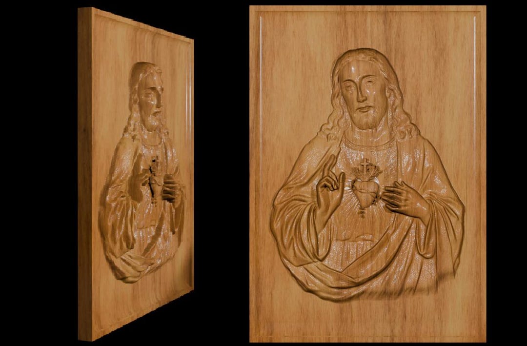 Our Lord Jesus Sacred Heart Wood Carving Hand Carved Wooden Carved ...