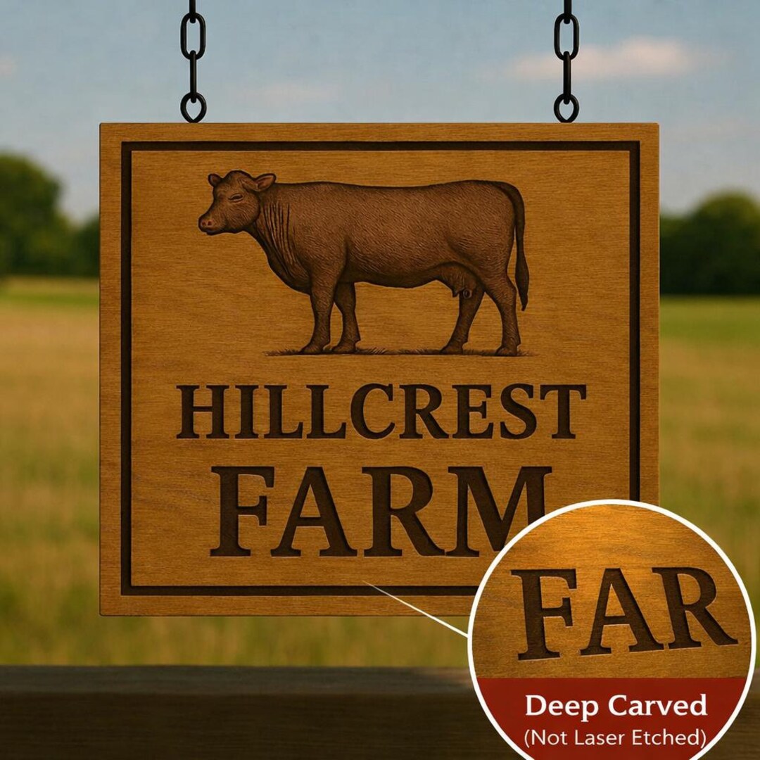 Custom Wooden Farm Sign Engraving Rustic Hanging Outdoor Plaque for ...
