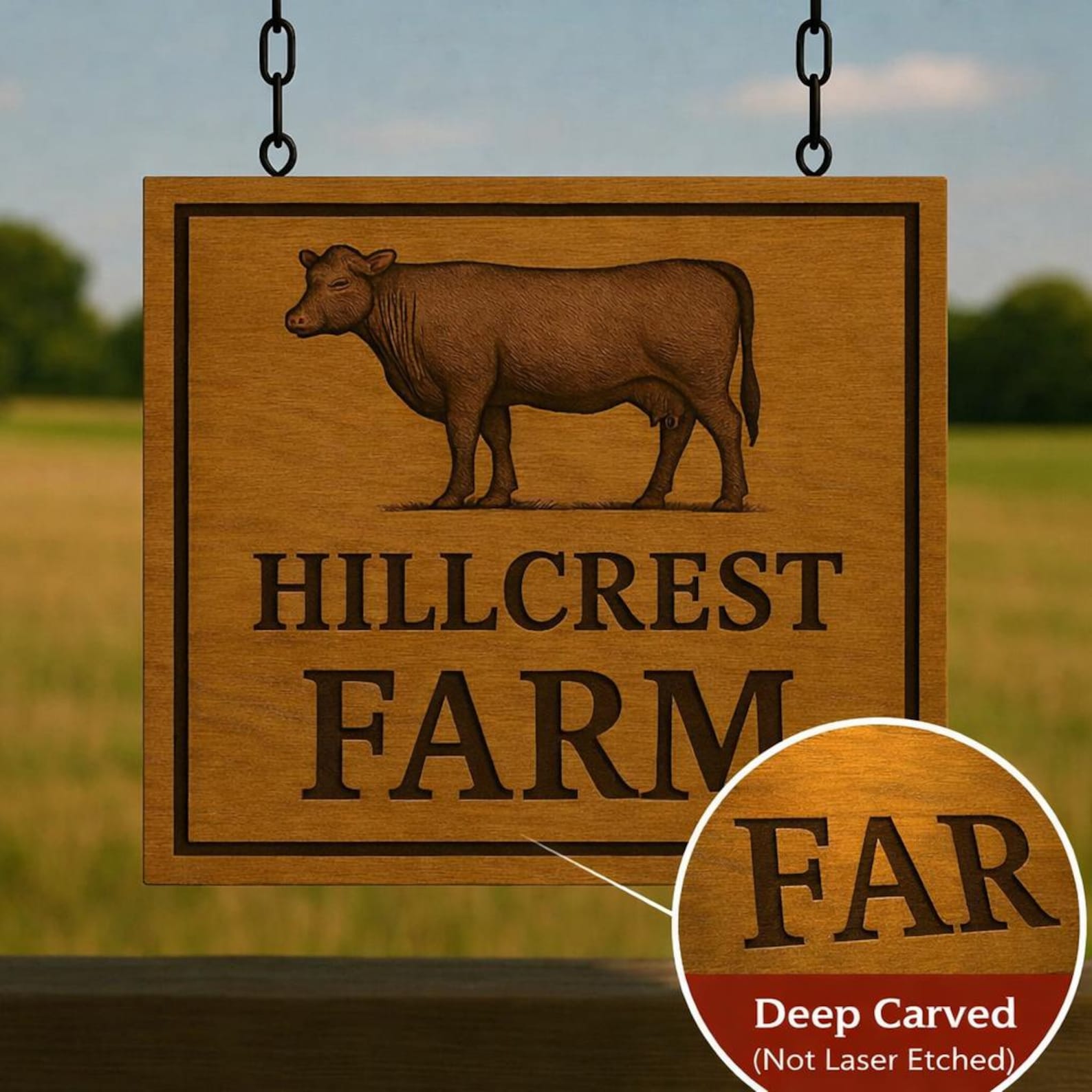 Custom Wooden Farm Sign Engraving Rustic Hanging Outdoor Plaque for ...