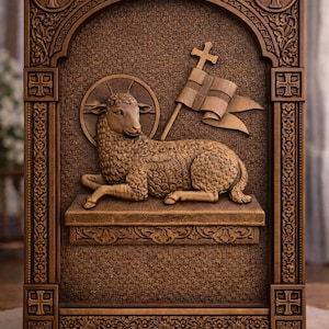 Agnus Dei Lamb of God Wood Panel – Orthodox Christian Wall Art, Deep ...