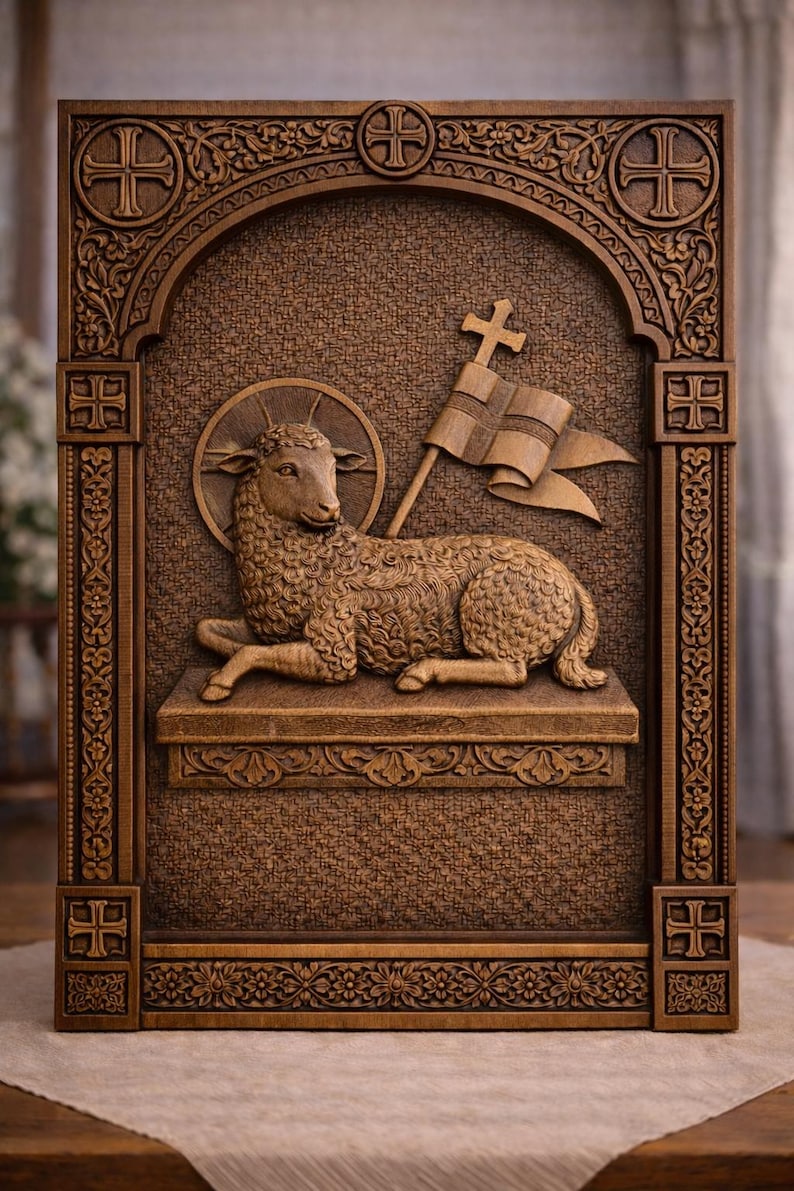 Agnus Dei Lamb of God Wood Panel – Orthodox Christian Wall Art, Deep ...