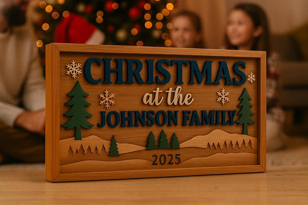 Christmas Family Name Sign, Personalised Christmas Sign, Custom Family ...