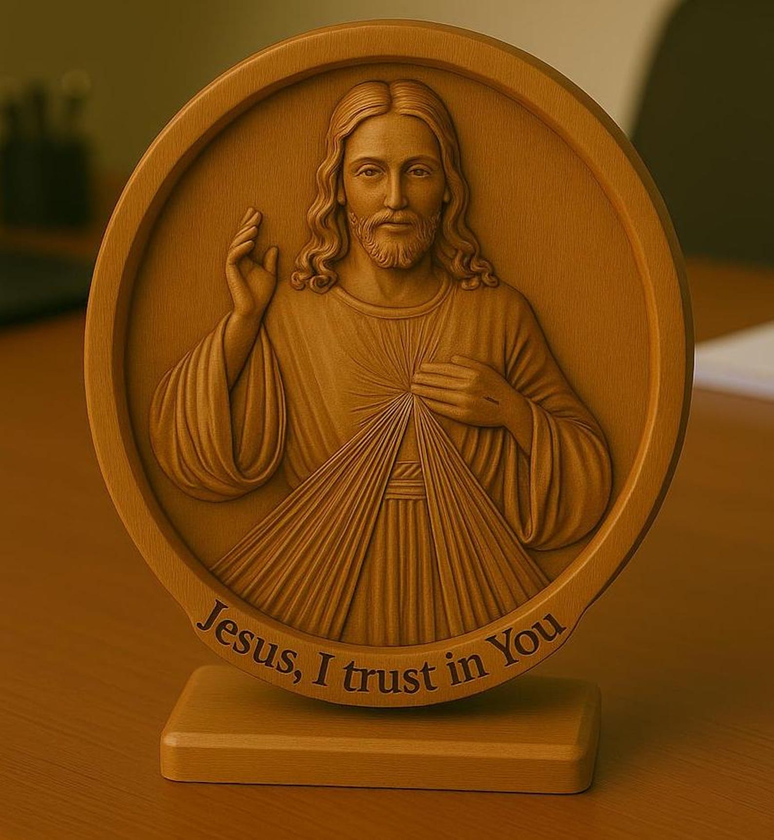Divine Mercy of Jesus Wooden Desk Plaque "jesus, I Trust in You ...