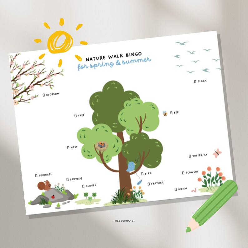 Printable Nature Walk Bingo for Kids | Seasonal Outdoor Scavenger Hunt ...