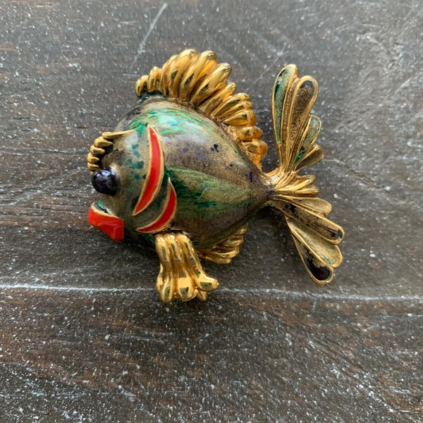 Vintage Fish Brooch - Etsy