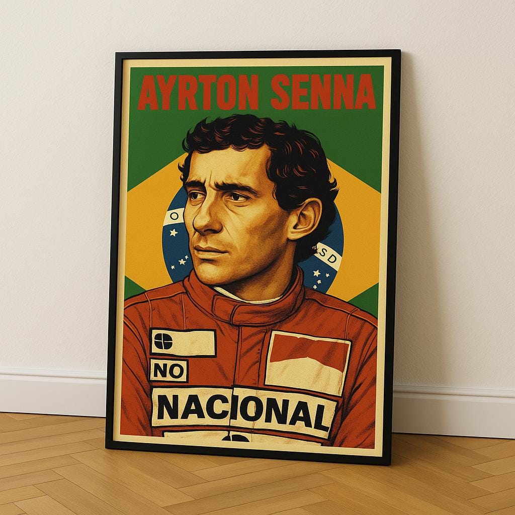 Ayrton Senna Poster, Digital Art,f1 Poster, Formula 1 Wall Art, Racing ...