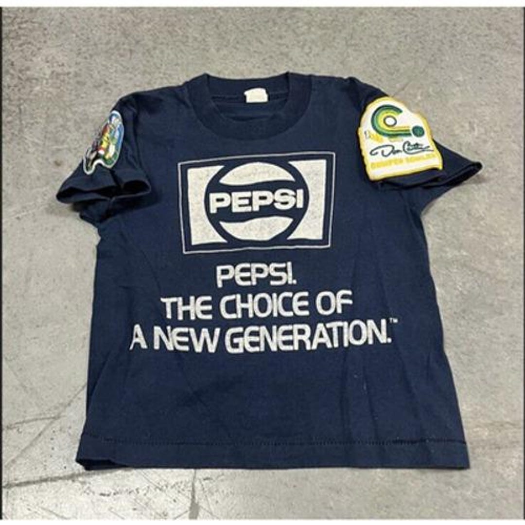 Vintage 80s Pepsi Choice of A Generation Embroidered Blue T-shirt Size ...