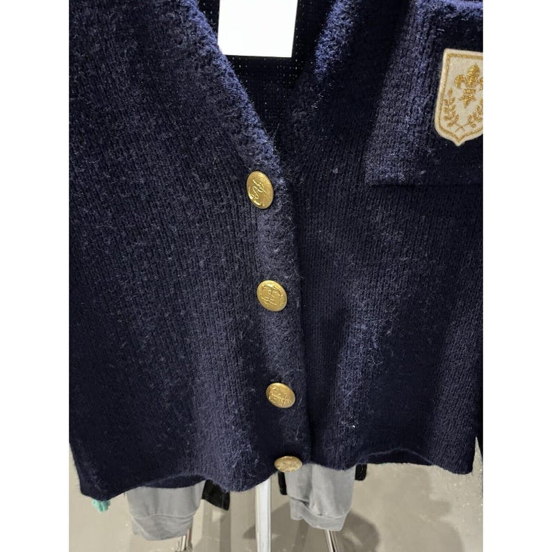 Vintage 60s Lady Lisa Crest Logo Blue Cardigan Size Small 100% Acrylic ...