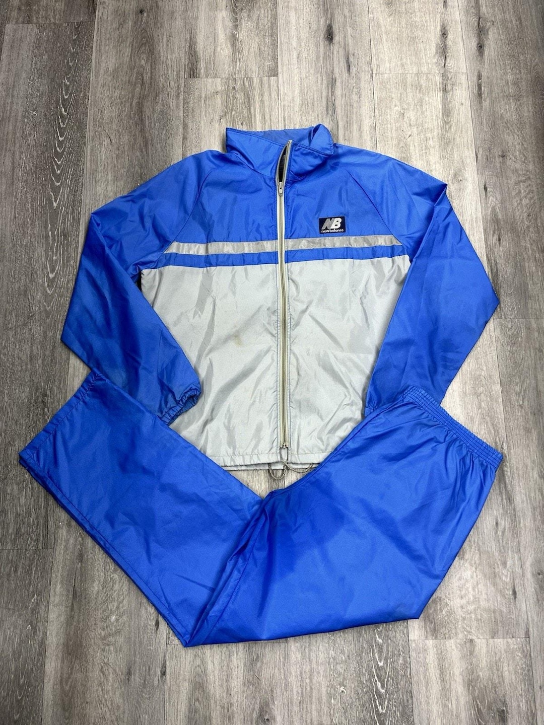 Vintage 1980s New Balance Nylon Blue Colorblocked Track Suit Size XL - Etsy