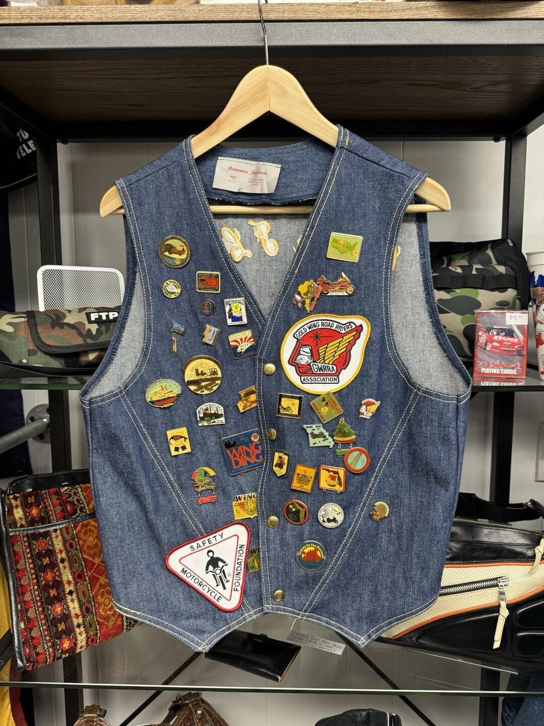 Vintage 70s 80s GWRRA Gold Wing Road Riders Multi Pin Patched Jean Vest ...