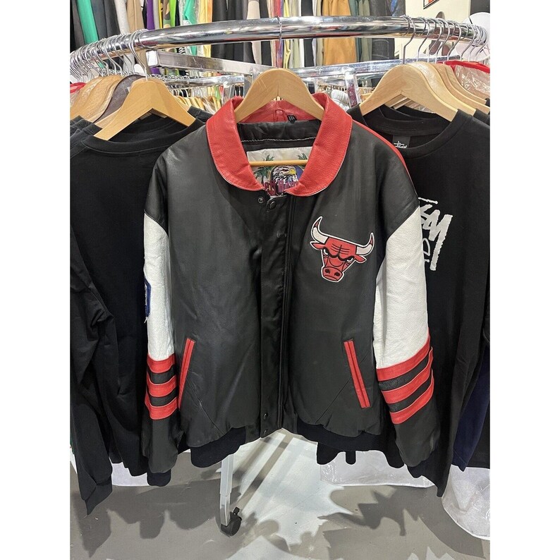 Vintage Jeff Hamilton 90s Chicago Bulls Leather Eastern Conference ...