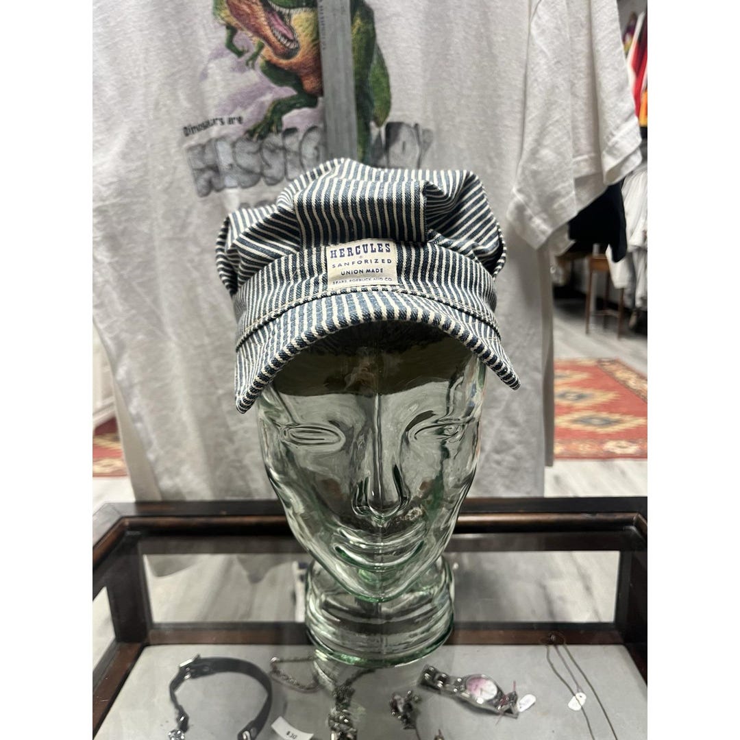 Vintage RARE 1950s Union Made Hercules Striped Denim Conductor Cap OS ...
