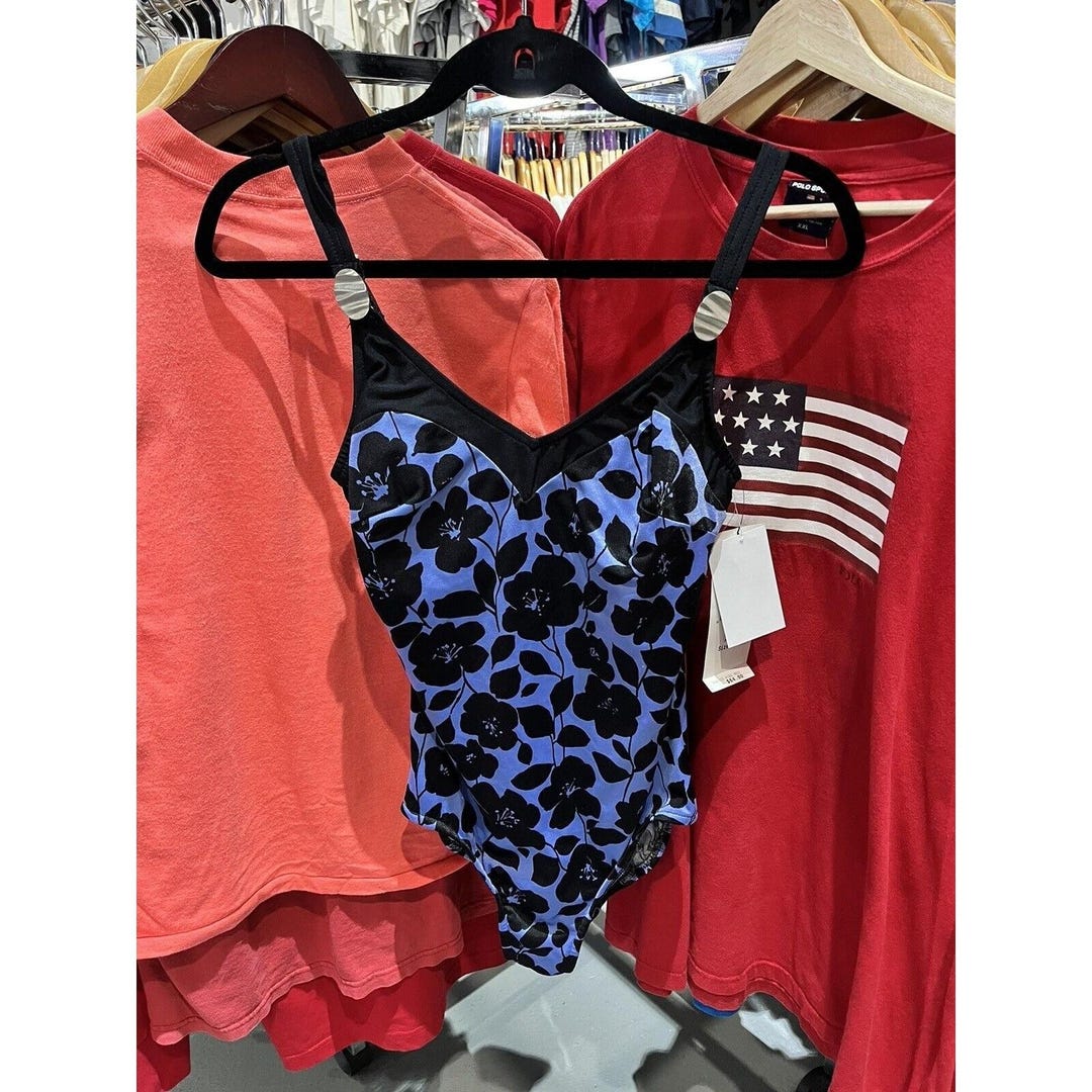 Vintage NWT Roxanne Purple V Neck High Cut Leg One Piece Swimsuit Size ...