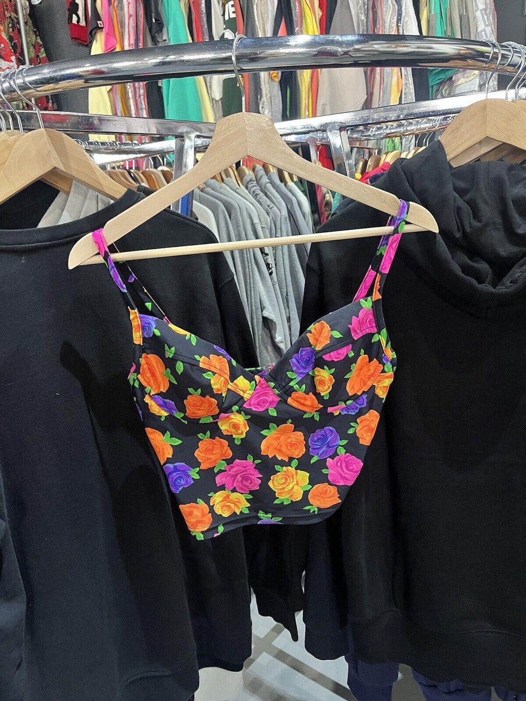 Vintage 1990s Victoria's Secret Made in USA Neon Floral Bustier Tankini ...