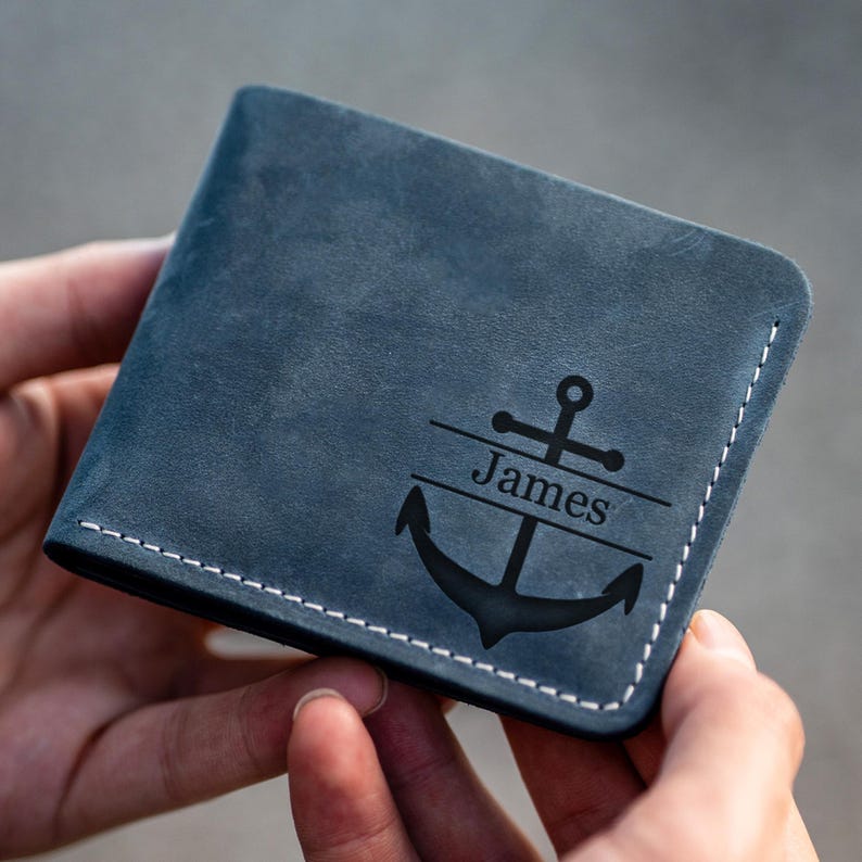 Personalized Anchor Wallet for Men – Custom Leather Wallet, Fishing ...