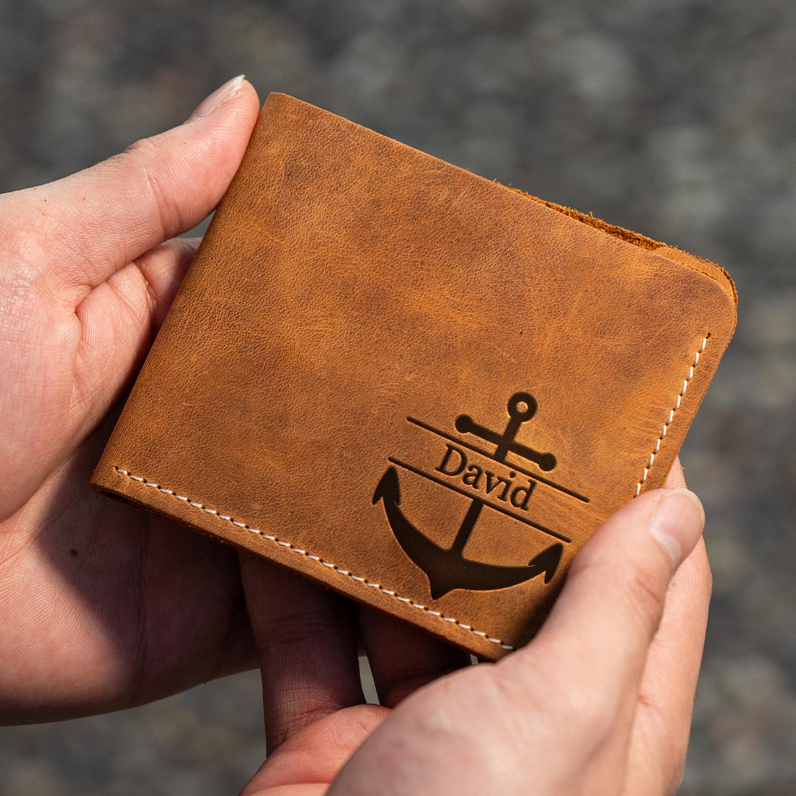 Personalized Anchor Wallet for Men – Custom Leather Wallet, Fishing ...
