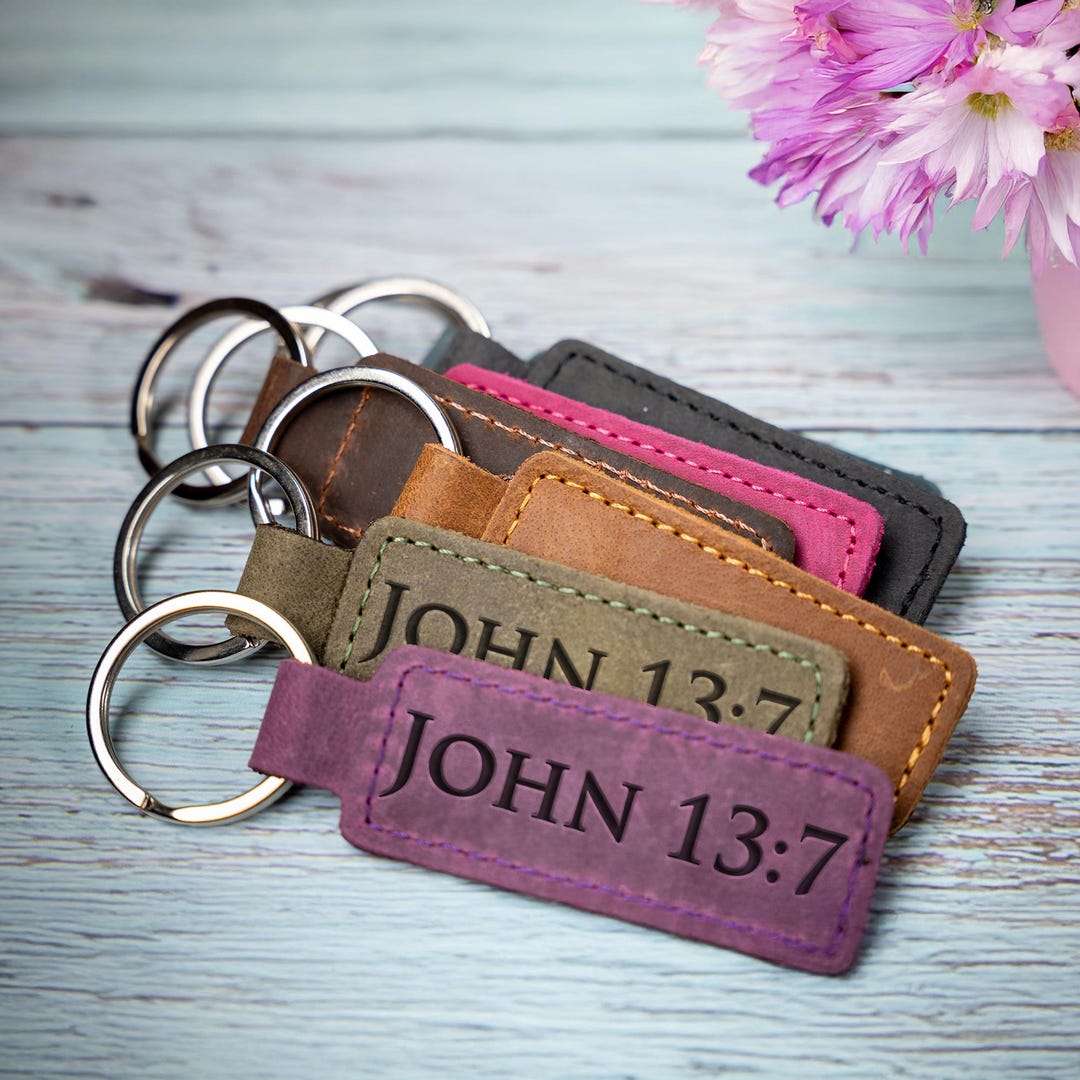 Bible Verse Keychain, Personalized Bible Verse Leather Keychain, Custom ...