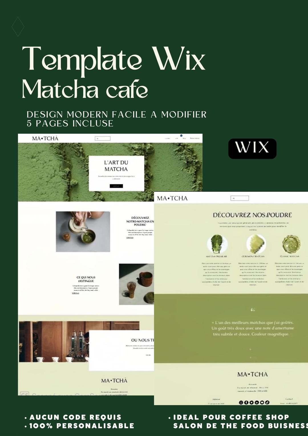 Wix Template Minimalist Coffee Shop / Matcha Bar Website Showcase Site ...