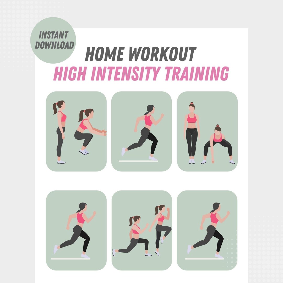 High Intensity Interval Training: Home Workout Guide (sage Green) - Etsy
