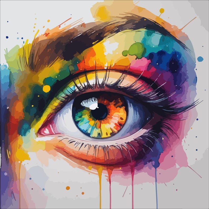 Eye Clipart: Watercolor Abstract Wall Painting Pngs (digital Download ...