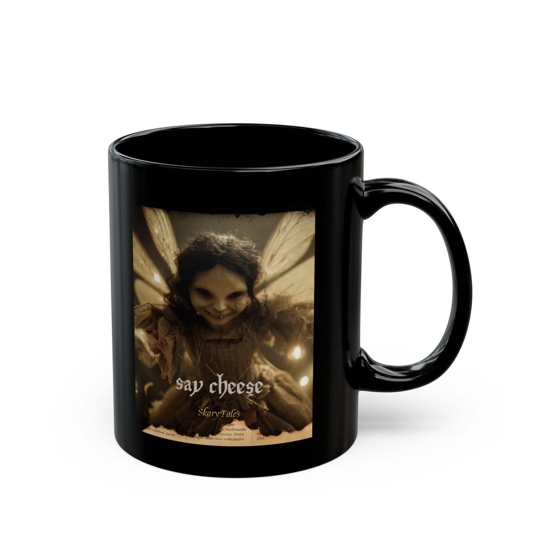 Mug, Sinister Fairy 'say Cheese' Design, Halloween Coffee Cup, Goth ...