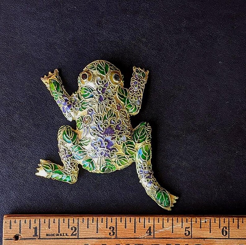 Frog Cloisonne Enamel Flower Pattern Vintage Collector's Piece ...