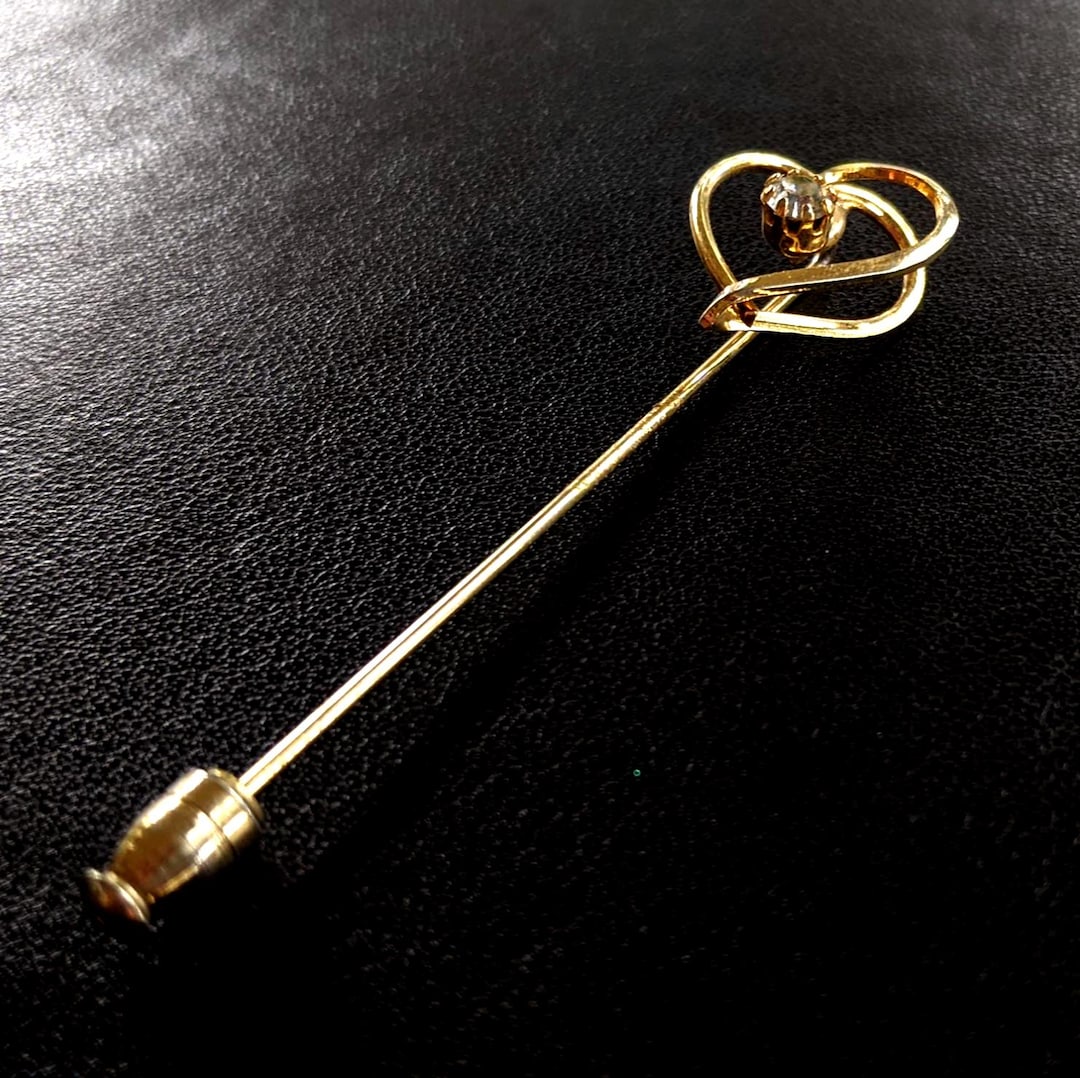 Gold Heart Stick Pin Costume Jewelry Collector's Piece - Etsy