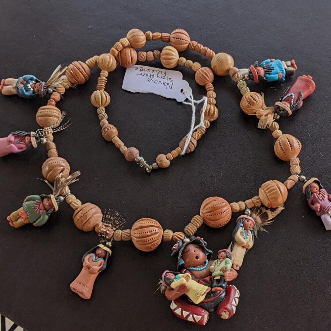 RARE Navajo Storyteller Necklace Hand Sculpted Figures and Handmade ...