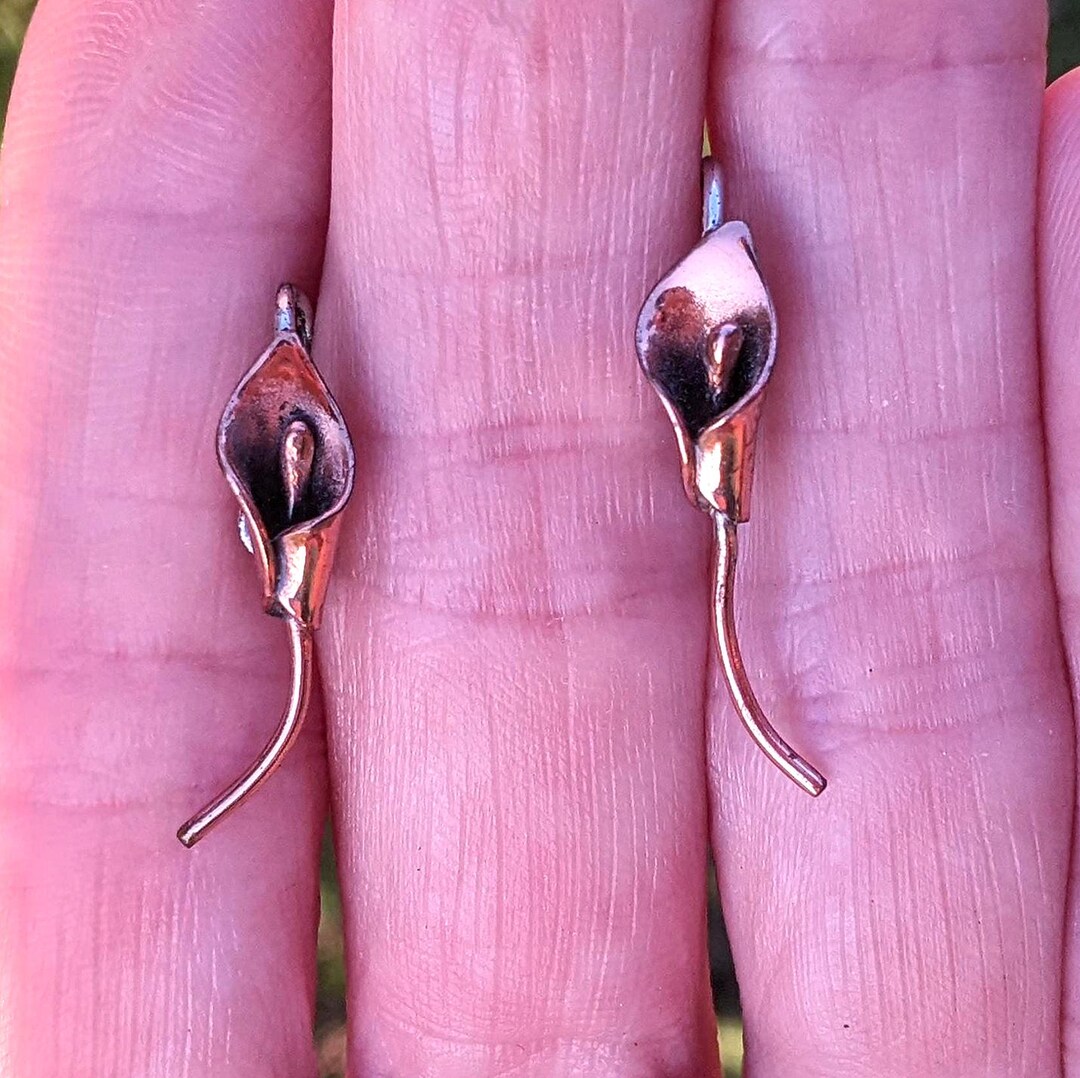 Stuart Nye Copper Calla Peace Lily Screw Back Earrings Copper Harbor ...
