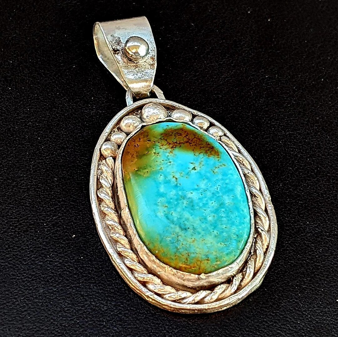 Large Royston Turquoise Southwest Native American Style Sterling Silver ...