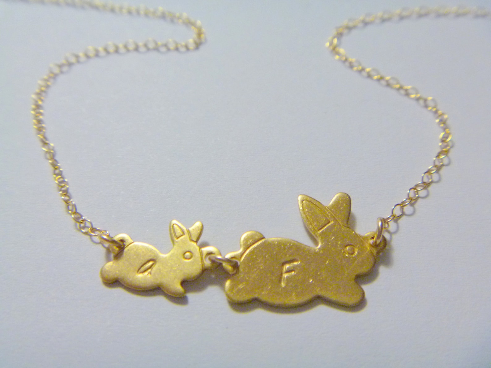 Bunny Necklace Bunny Jewelry Bunny Charm Rabbit & Baby - Etsy UK
