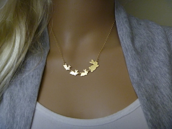 Bunny Necklace Bunny Jewelry Bunny Charm Rabbit & Baby - Etsy